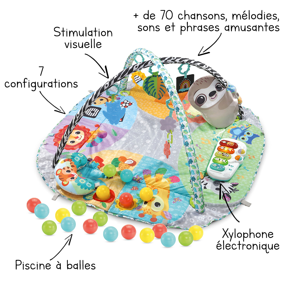 VTech -Tapis d'activités bébé - Maxi tapis d'éveil sensoriel 7 en 1